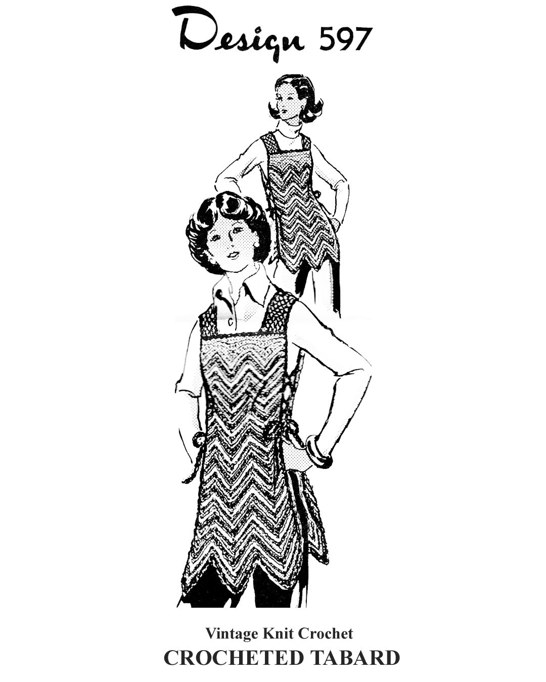 Crochet Plus Size Tabard Top Design 7092 - Vintage Knit Crochet Pattern ...