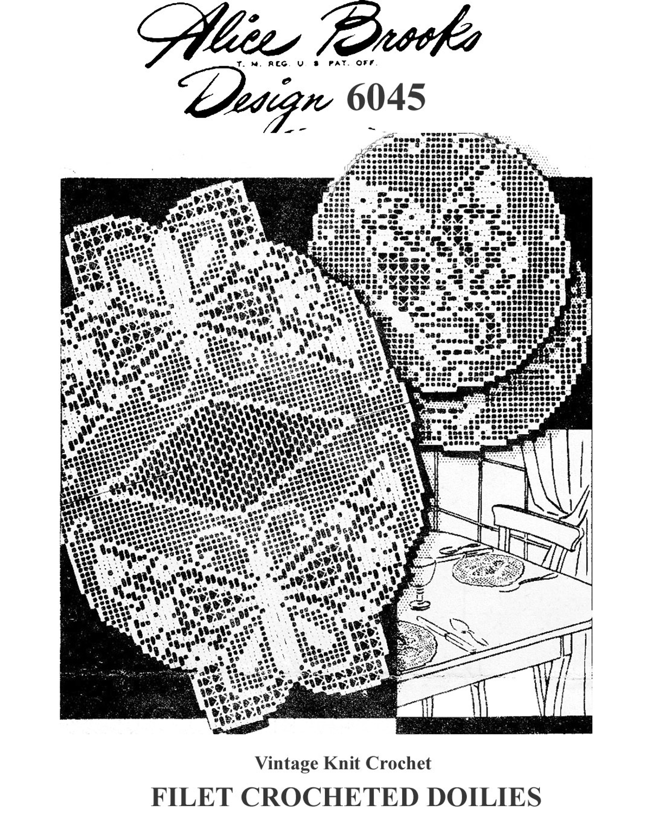 Vintage Butterfly Filet Crochet Pattern Chair Set Doily Buffet Laura