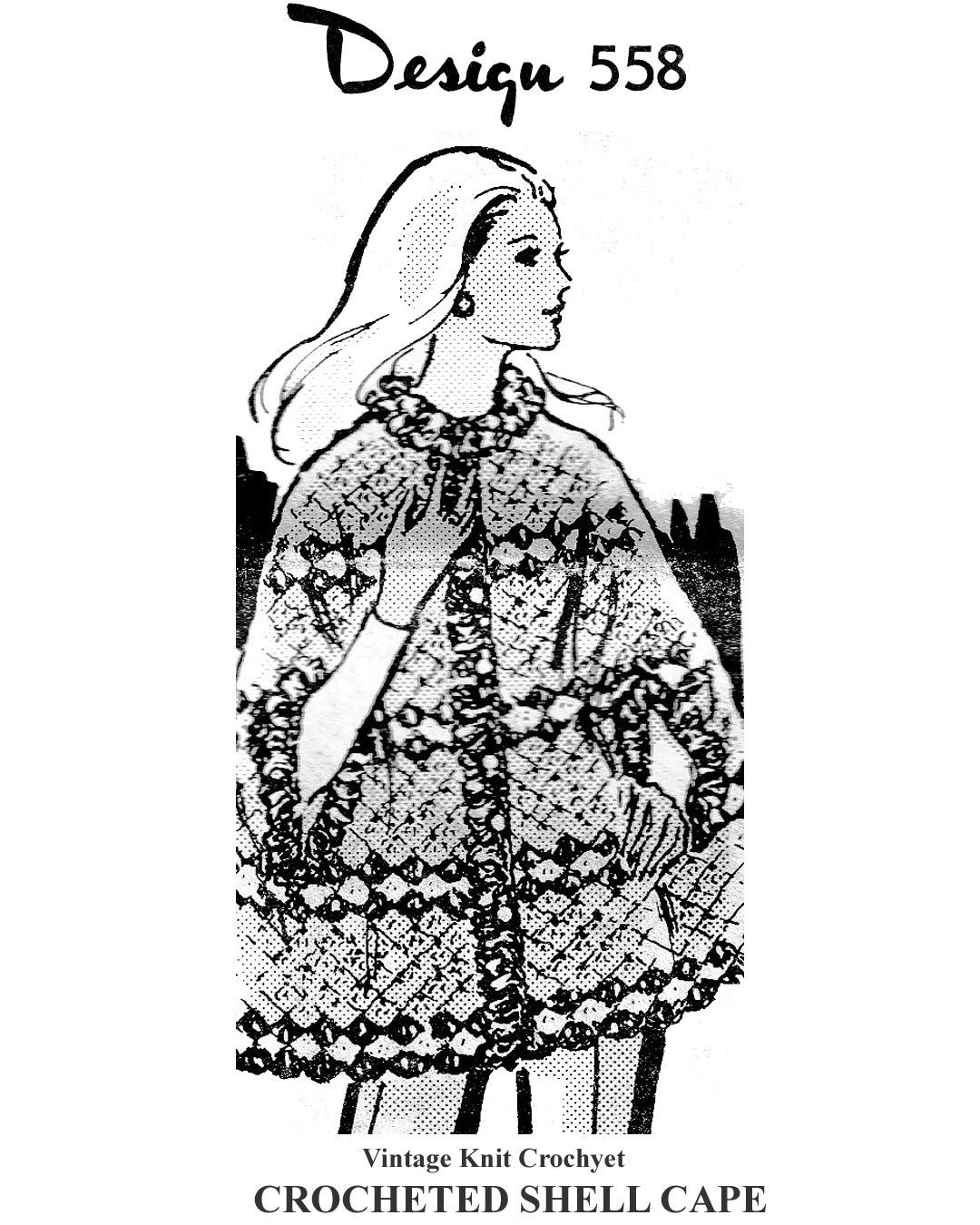 Crochet Cape Pattern, Shell Stitch, Laura Wheeler 645, Mail Order