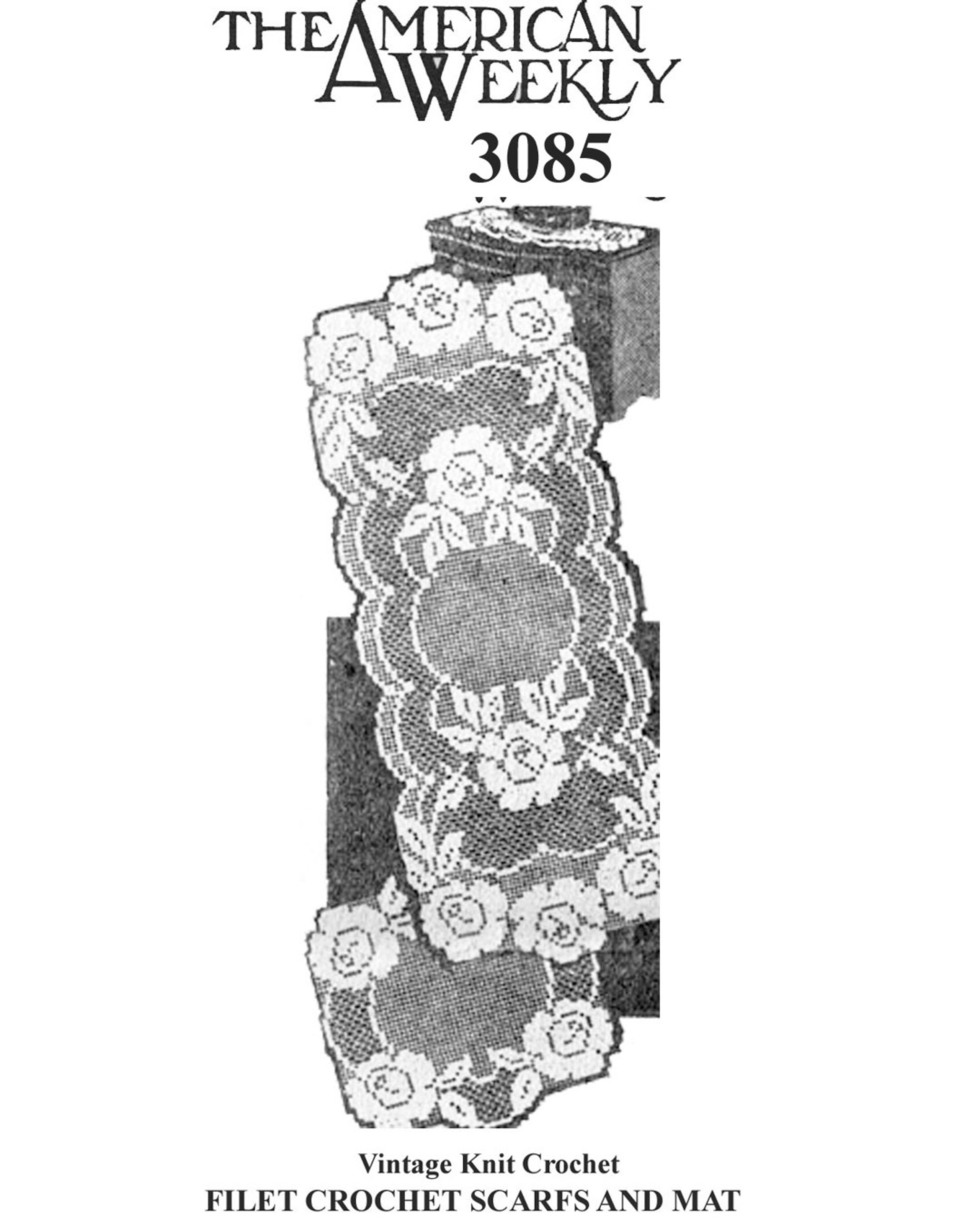 Vintage Filet Crochet Rose Doily Pattern Small Medium Large Mail Order