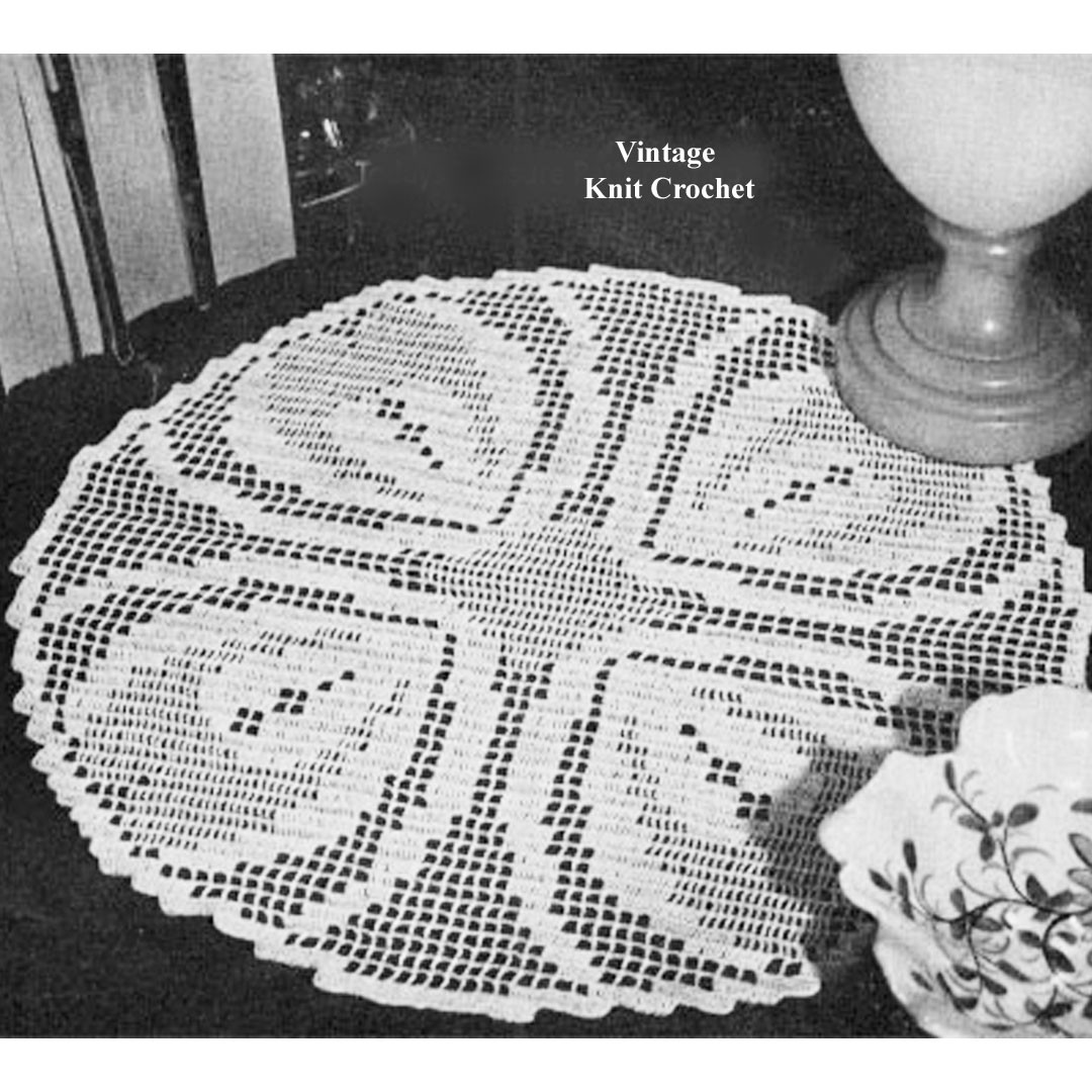 Filet Crochet Hearts Ease Doily Pattern No 7549