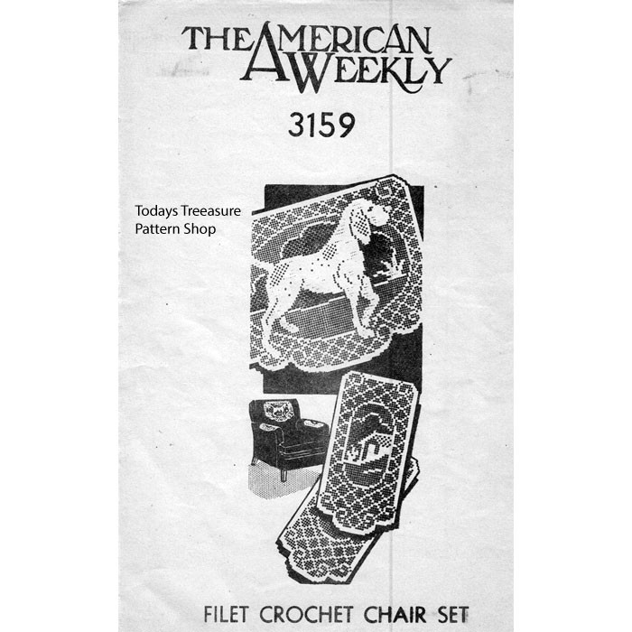 Filet Crocheted Dove Roses Chair Set Pattern No 6228