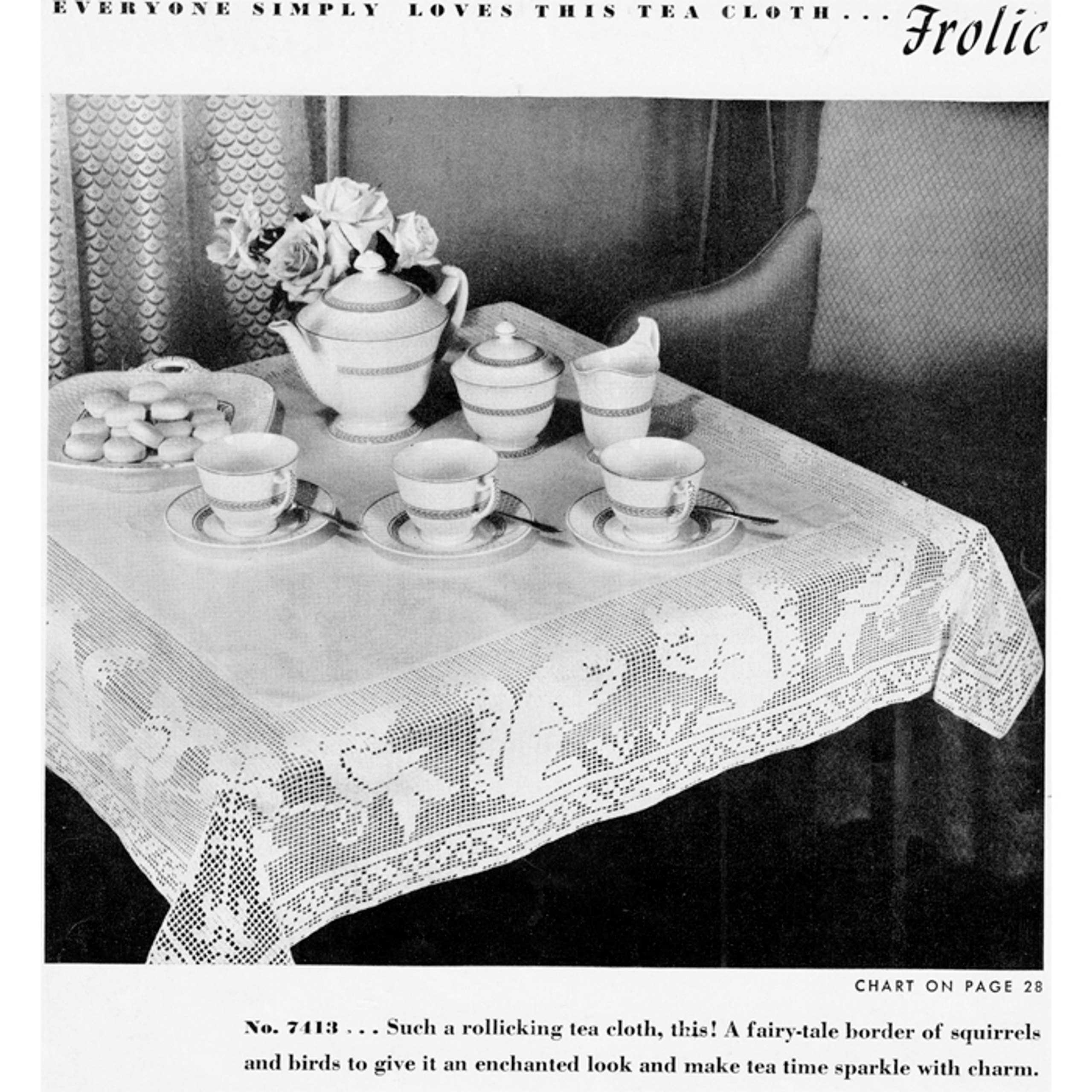 Filet Crochet Tablecloth Pattern In Fruit Motif Blocks