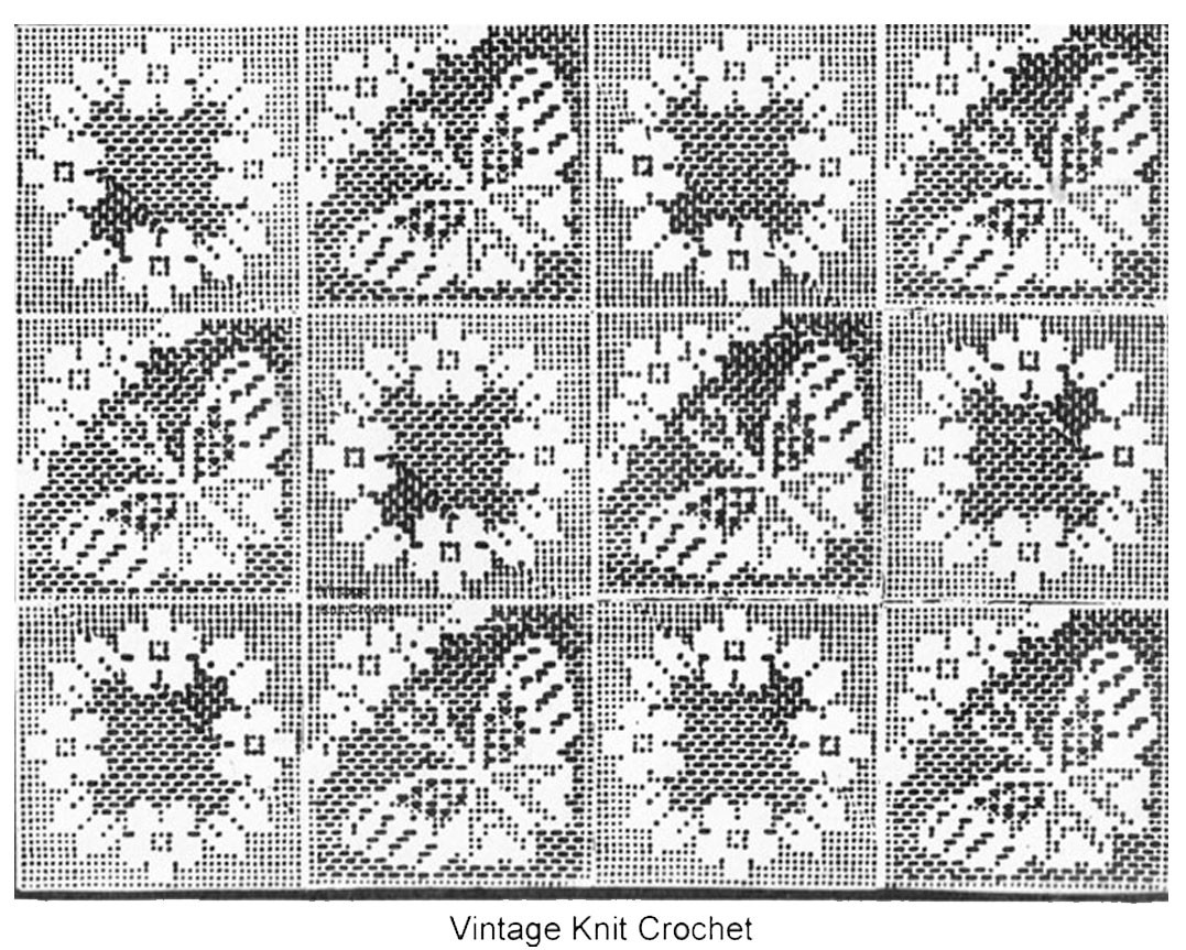Butterfly Flower Filet Crochet Square Pattern for Cloths Spreads Design ...