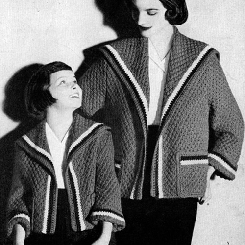 Knitted Cardigan Pattern, Sailor Collar misses girls