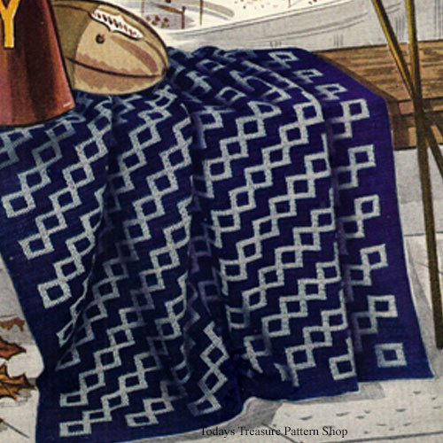 Crocheted Geometric Afghan Pattern Called Pennant