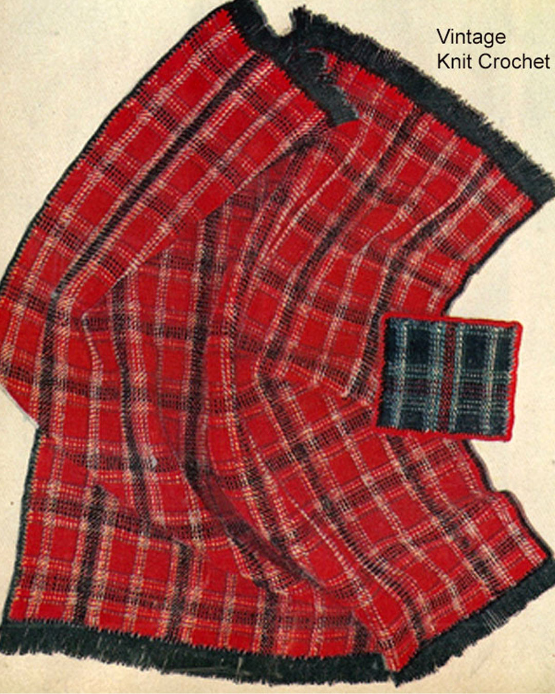 Vintage Crochet Plaid Afghan Blanket Pattern Fringed