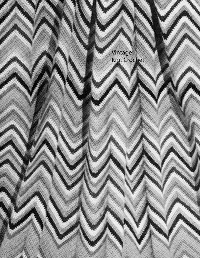 Vintage crochet chevron afghan pattern, rick rack, No 6606