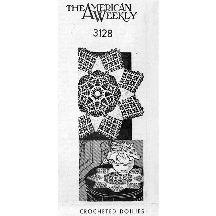 American Weekly 3128, Star Crochet Doily Pattern