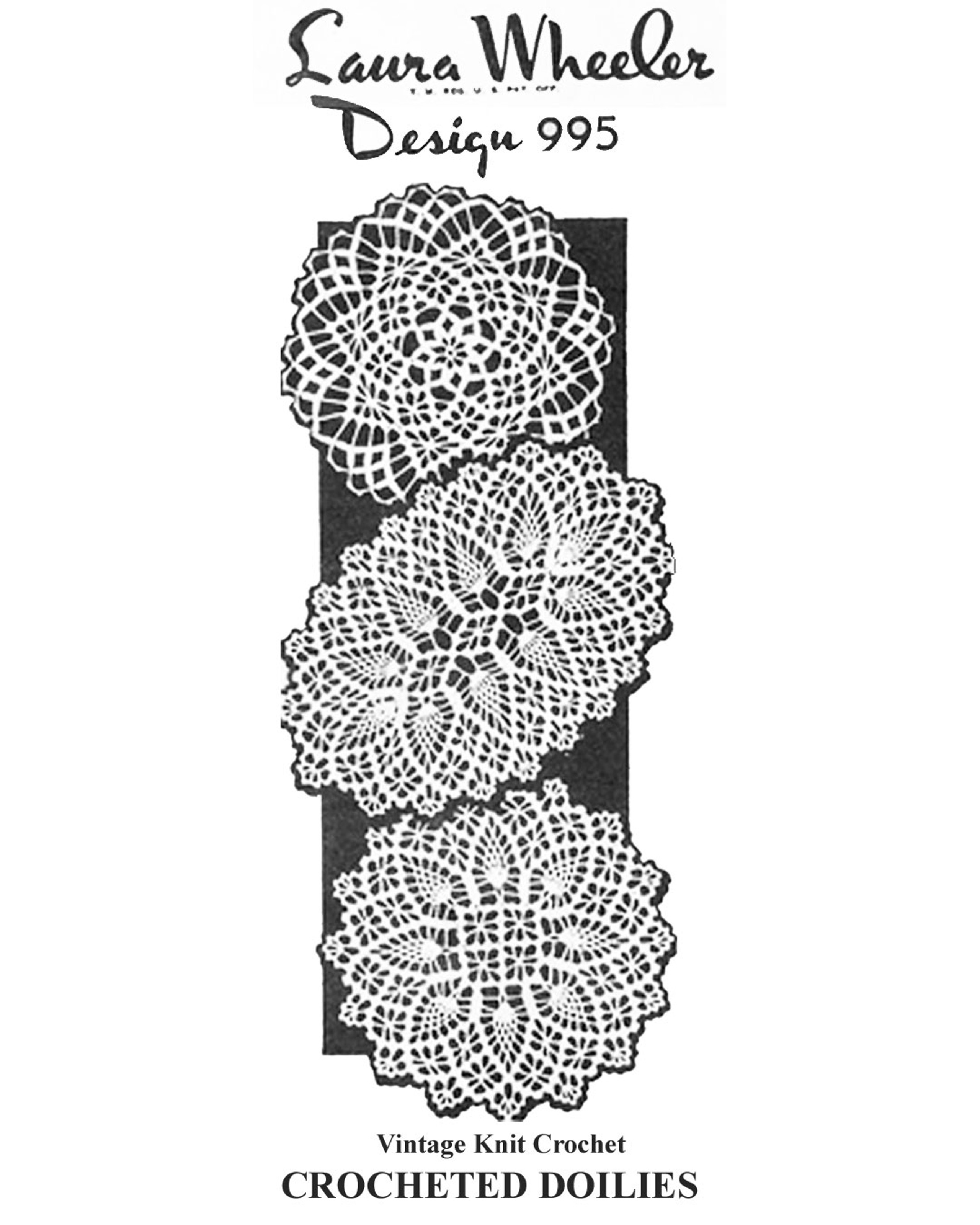 Three Crochet Doilies Pattern Pineapple Spiderweb Oval Round Mail