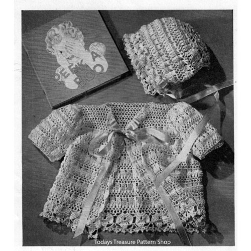 Crochet Baby Layette PDF Pattern Sacque Bonnet Blanket