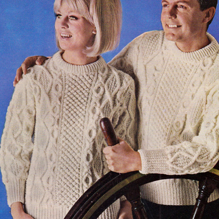 Mens Misses Irish Fisherman Sweater Knitting Pattern