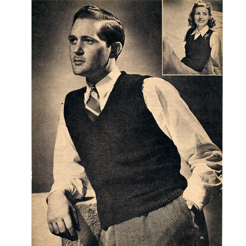 Mans Cable Pullover Pattern, Vintage 1950s