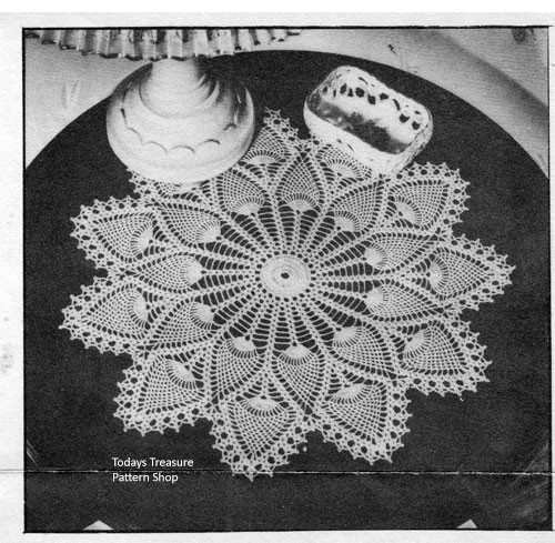 Vintage Pineapple Wheel Crocheted Doily Pattern No 7275