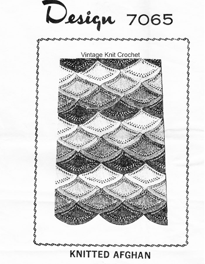 Knitted Afghan Pattern, Shell Medallions in four colors, Alice Brooks ...