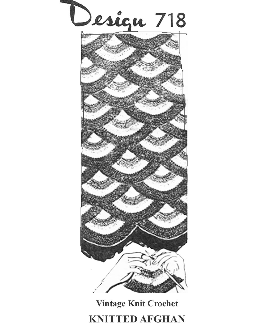 Knitted Shell Afghan Pattern, Matching Pillow, Mail Order Design 718