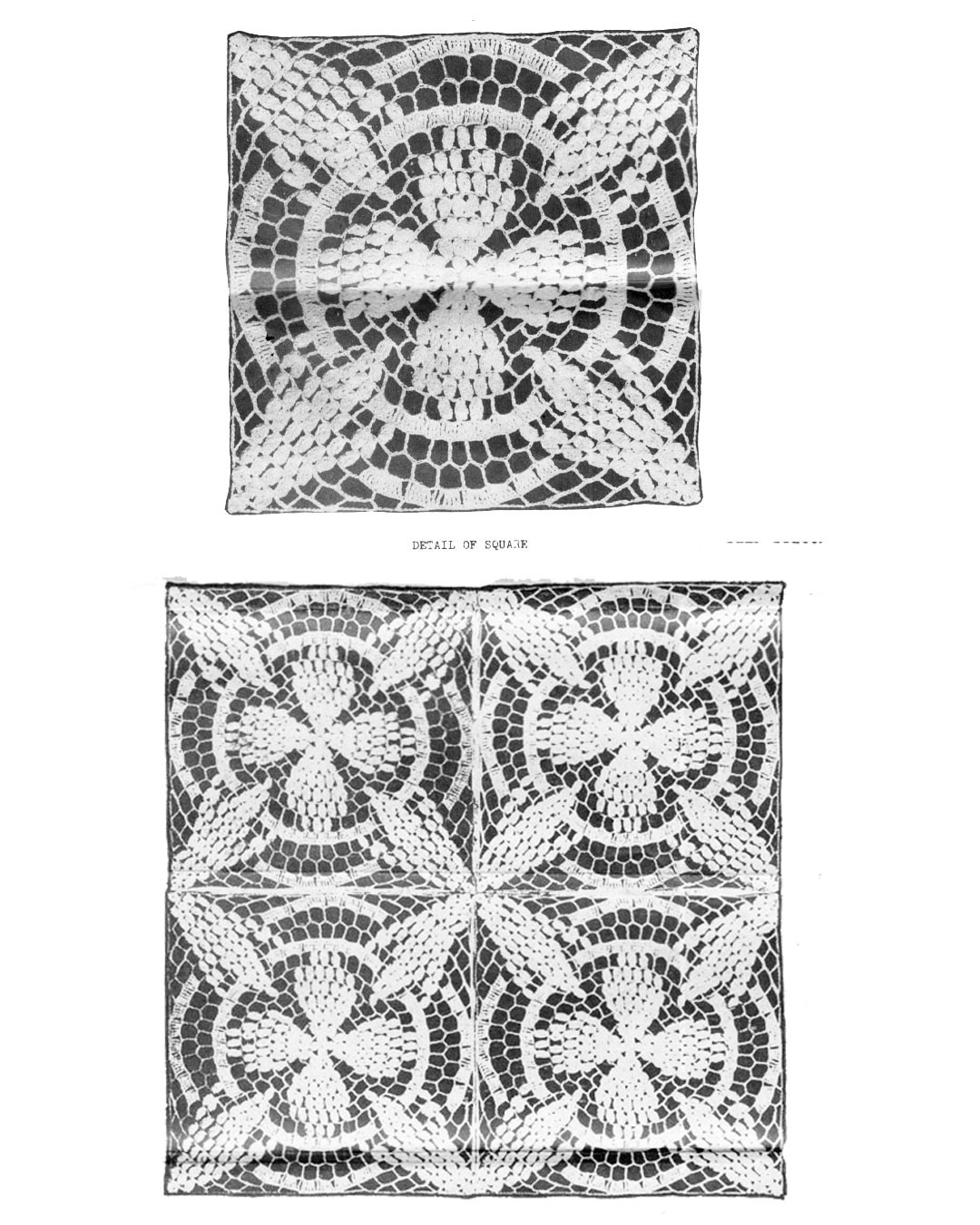 Crochet Popcorn Stitch Square Pattern, Bedspread Tablecloth Design 564