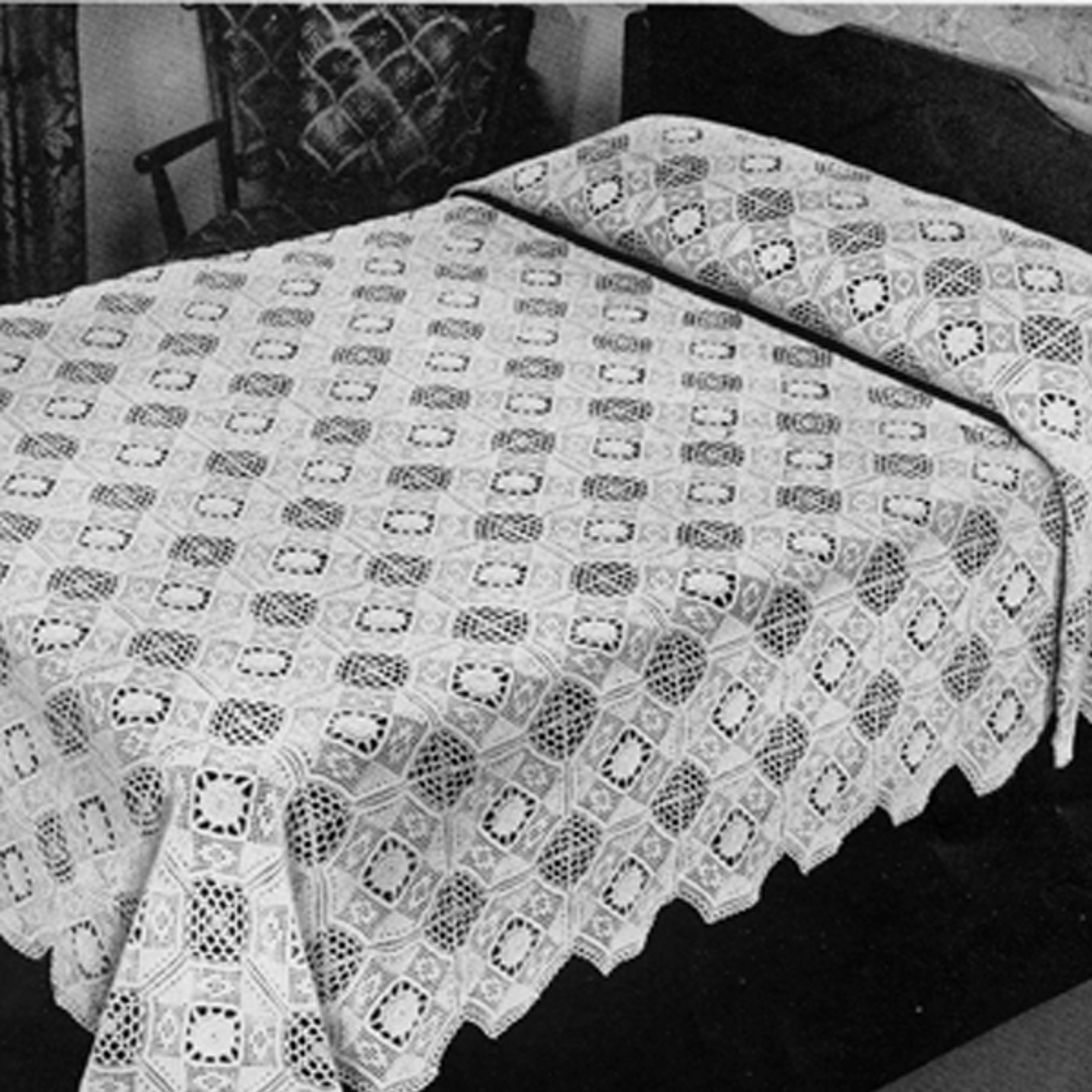 Popcorn Octagon Crochet Bedspread Pattern