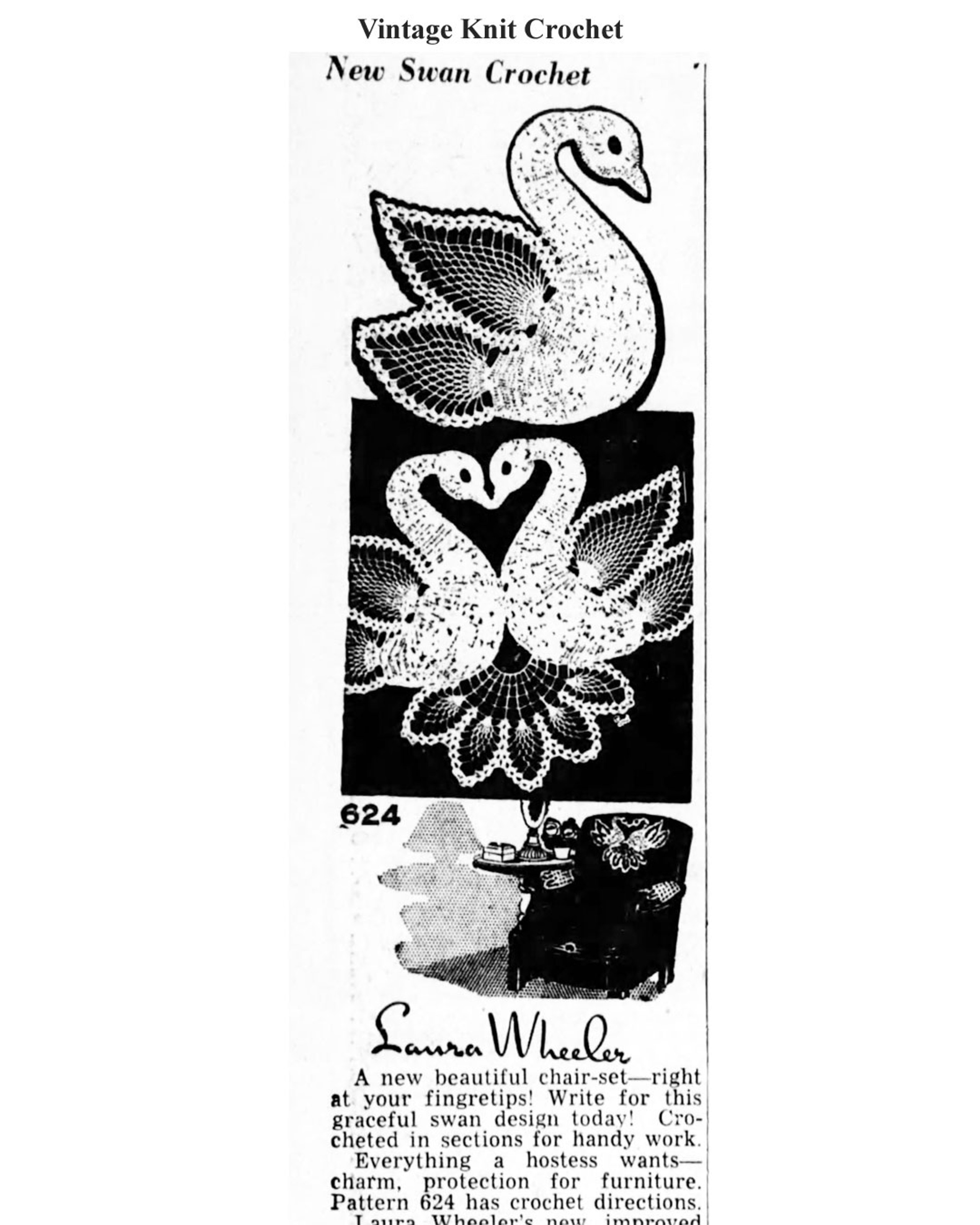 Crochet Swan Chair Doily Pattern Laura Wheeler 624