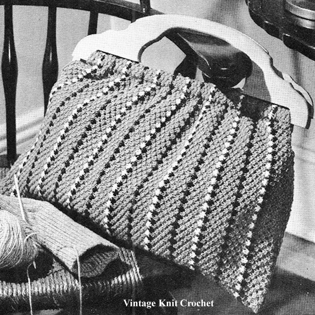 Vintage Knitted Wood Handle Bag Pattern