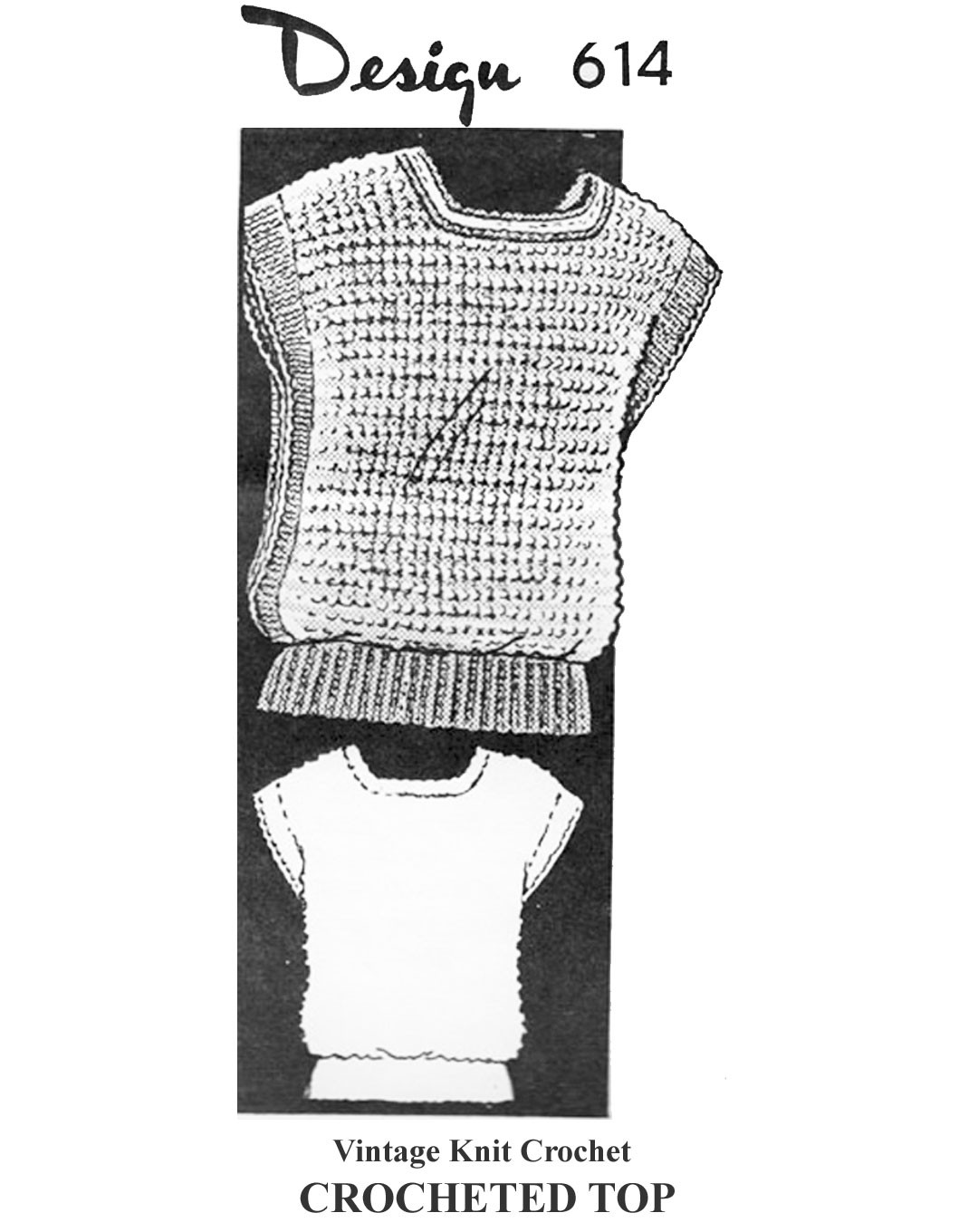 Misses Knitted Sleeveless Cable Top Pattern, Vintage 1950s