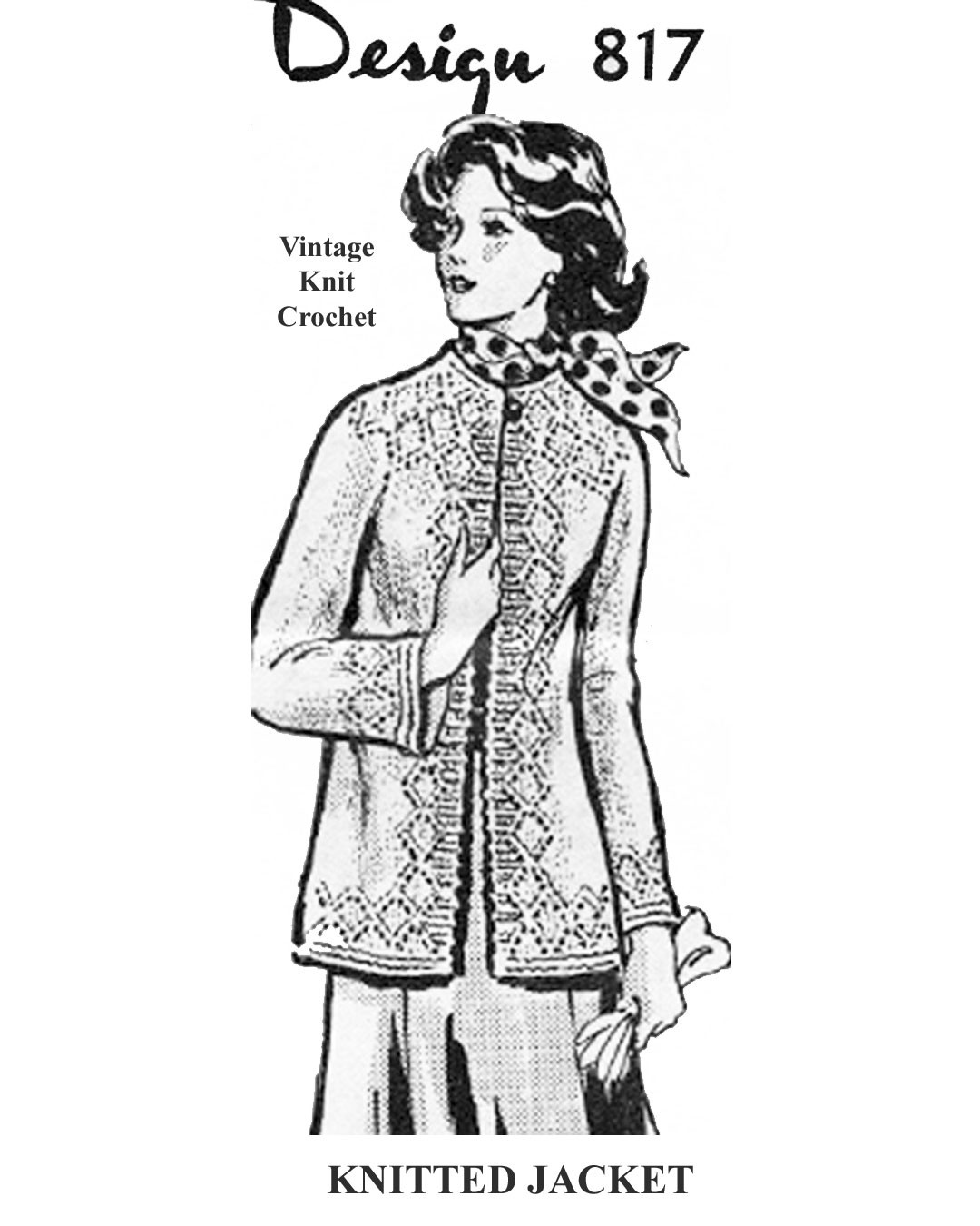 Knitted Cable Yoke Jacket Pattern, Alice Brooks 7128, Mail Order Design