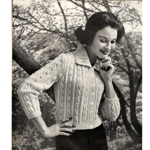 Knitted Lace Cardigan Pattern in Half Sizes