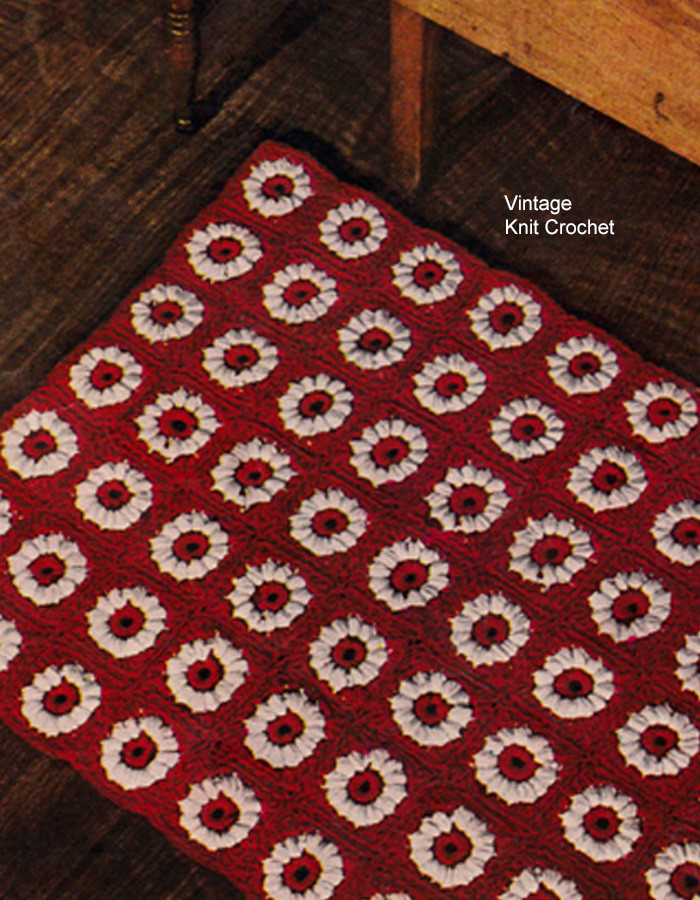 Crochet Rug Pattern, Rose Flower Block Motif