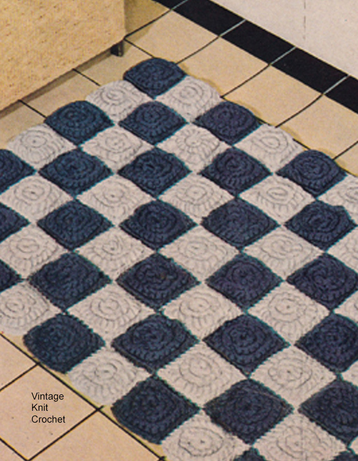 Crochet Checkerboard Rug Pattern, Checkers Motif