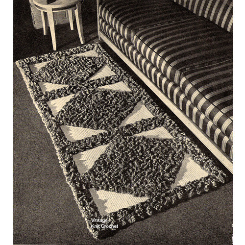 Large Sectional Tufted Rug Crochet Pattern, Diamond Motif
