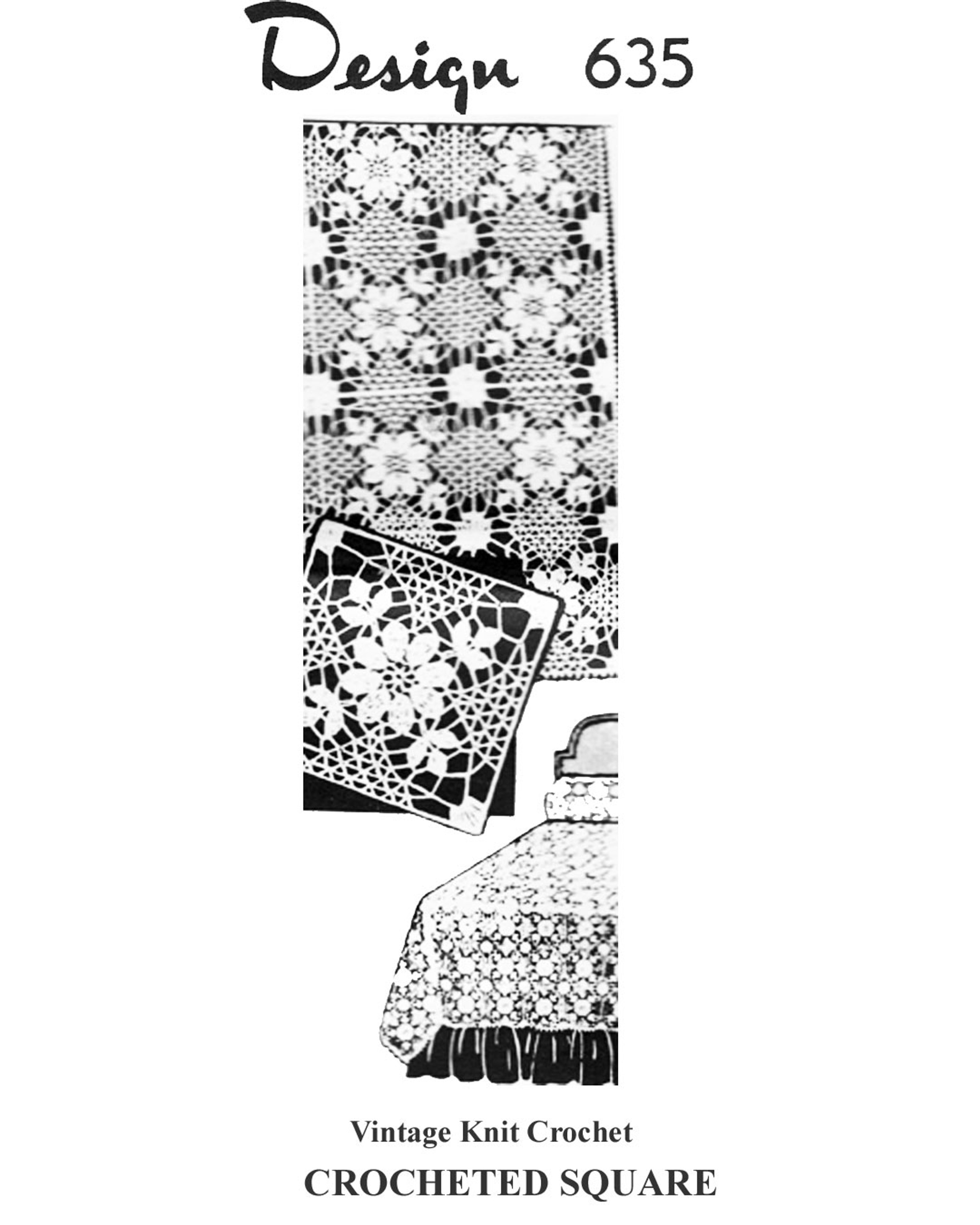 Crochet Flower Square Pattern Bedspread Tablecloth Laura Wheeler 635