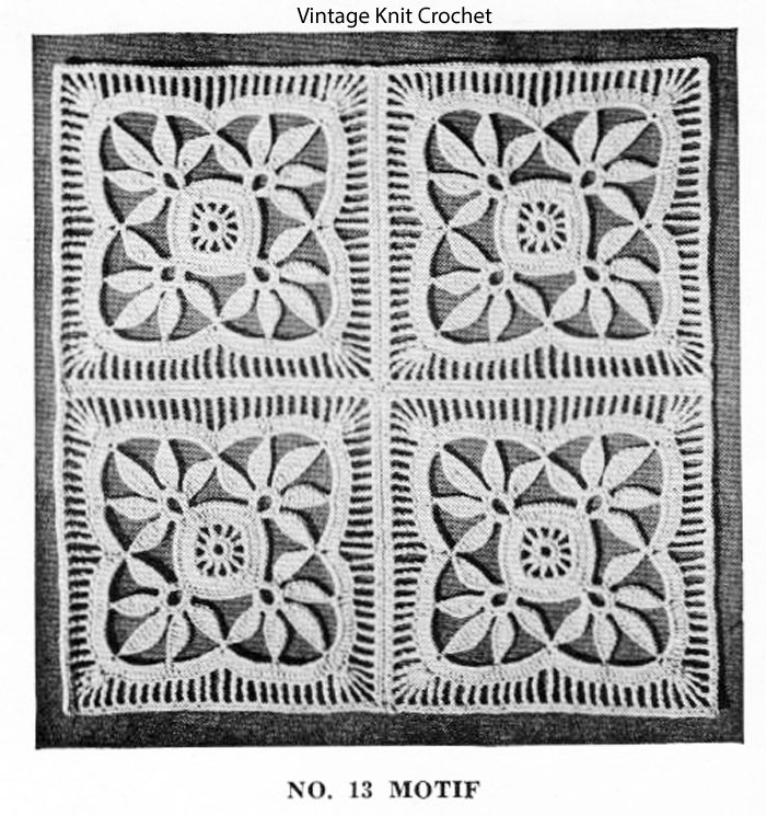 Simple Flower Crocheted Block Motif Pattern Bedspreads Cloths