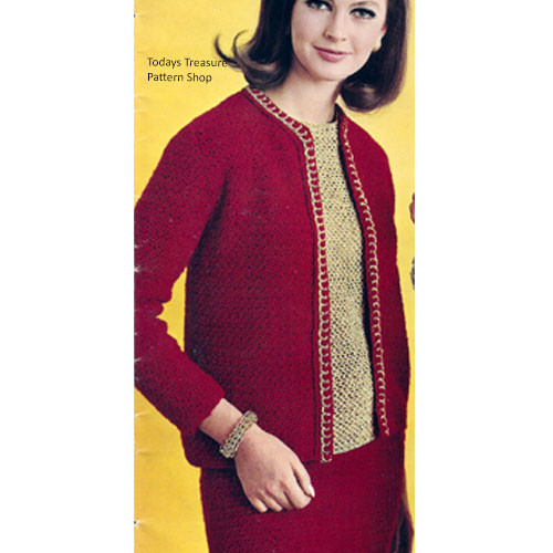 Crochet Suit Pattern with Jacket Skirt Shell, Small Medium Large