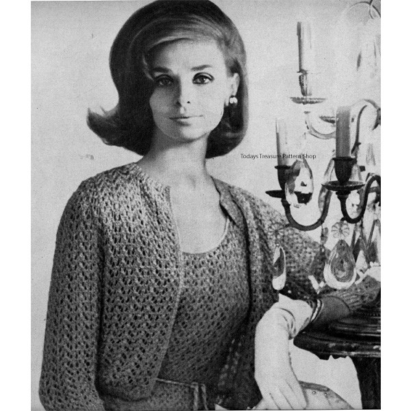 Lace Evening Dress Knitting Pattern Vintage 1960s