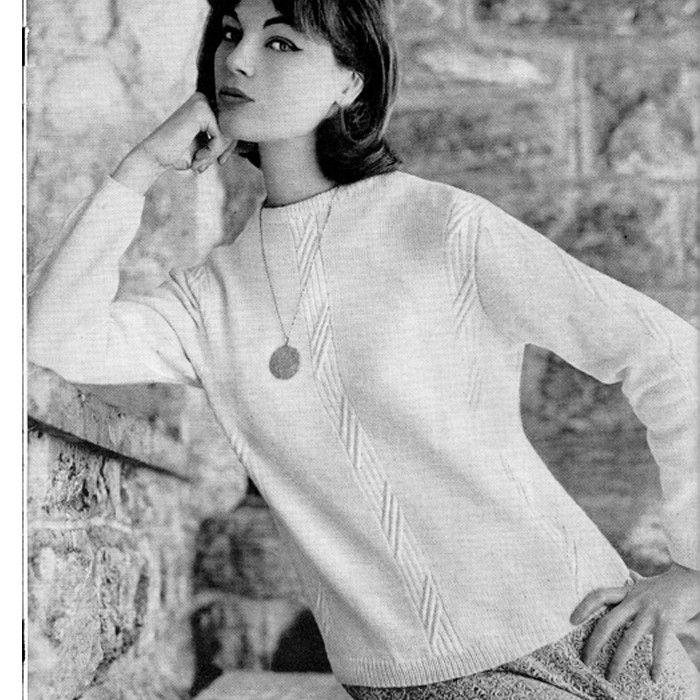 Pretty Cable Sweater Knitting Pattern, Size 12 14 16
