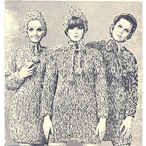 Knit Pullover Sweater Triangle Cap Pattern Big Needle