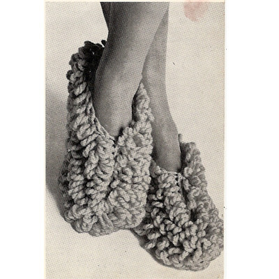 Foot Mop Slippers Crochet Pattern, Loop Trim - Vintage Knit Crochet ...