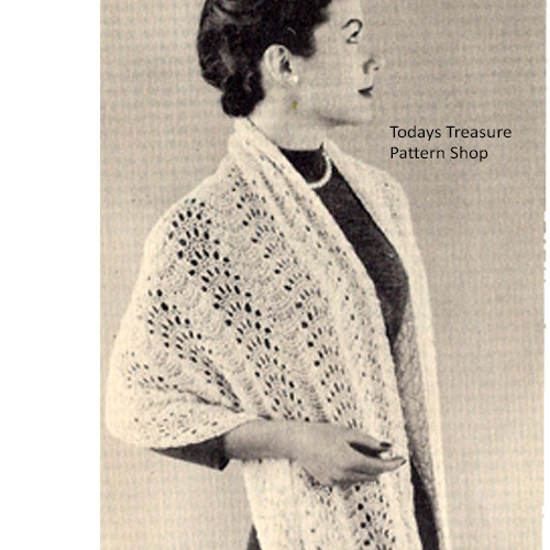 Easy Feminine Stole Shawl Knitting Pattern