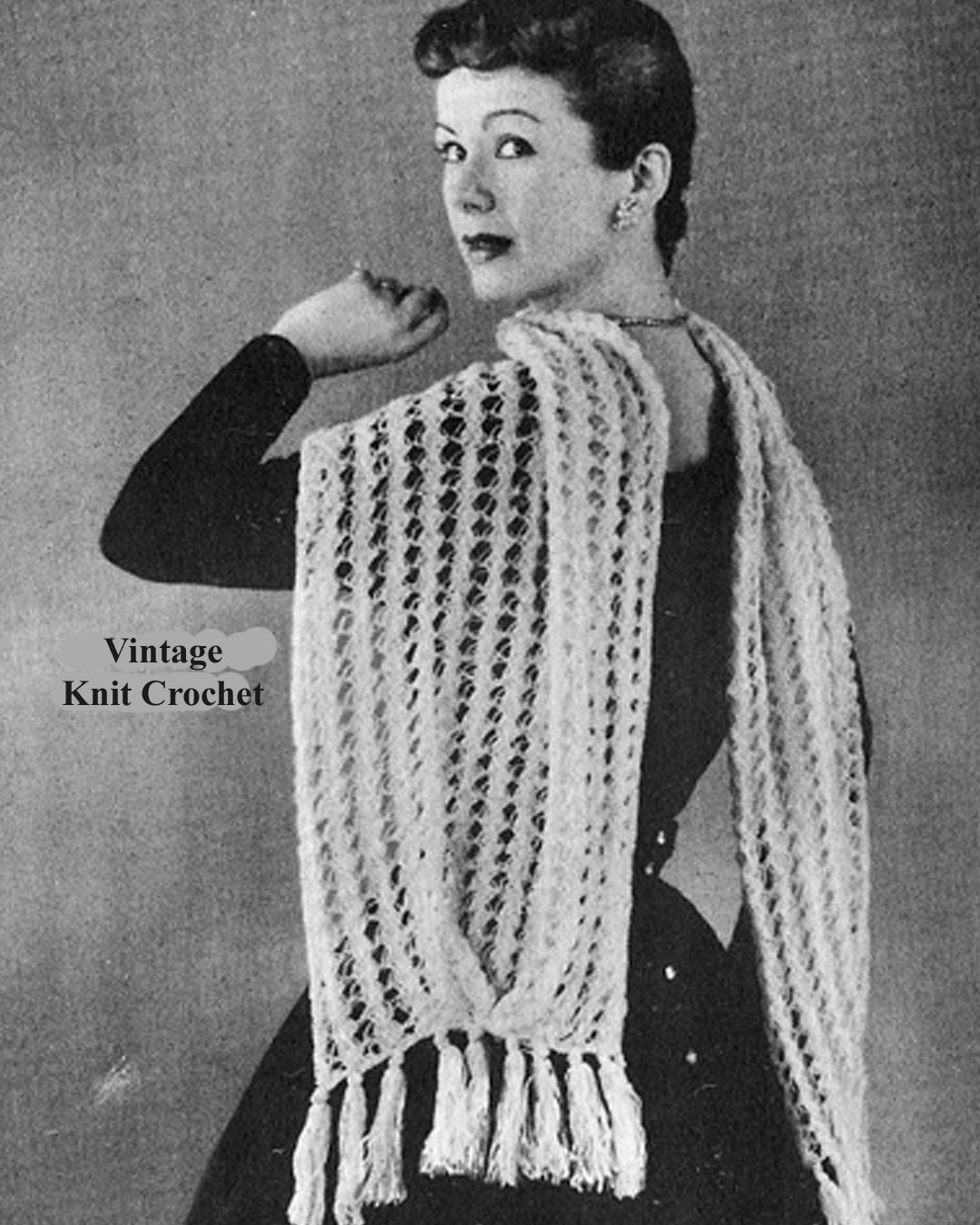 Easy Lace Net Shawl Pattern, Long Fringed Ends