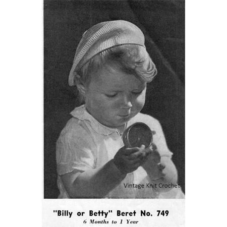 Baby Beret Hat Crochet Pattern - Vintage Knit Crochet Pattern Shop