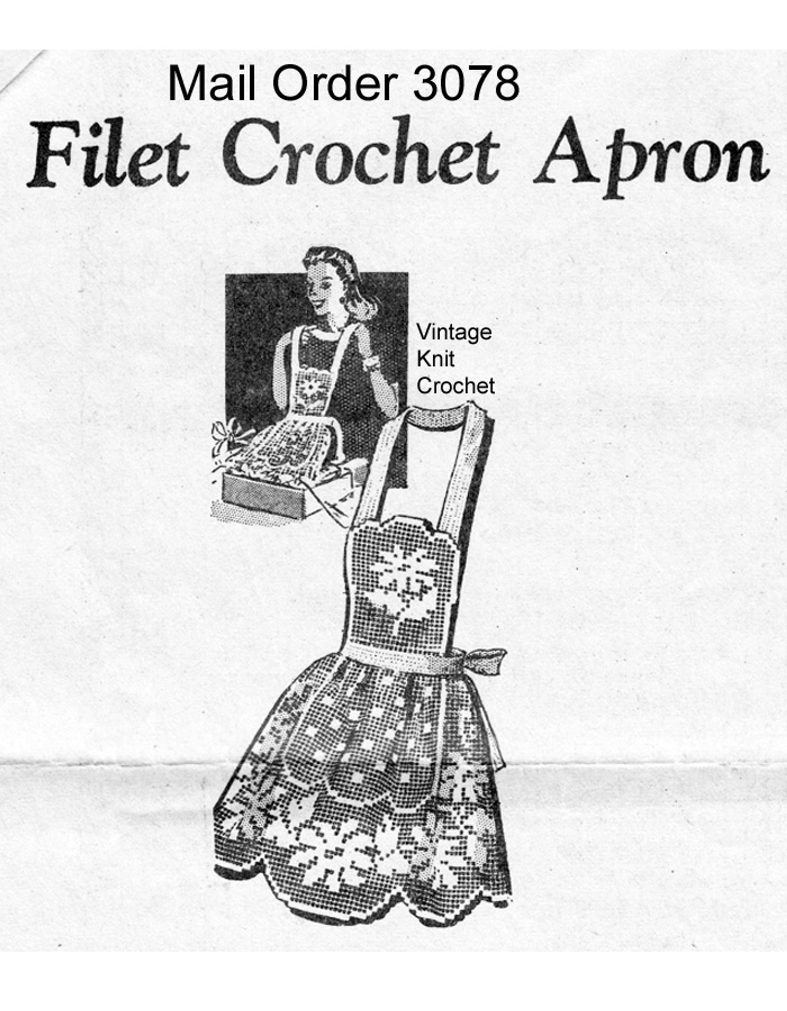 Filet Crochet Apron Pattern Flower Motif Mail Order 3078