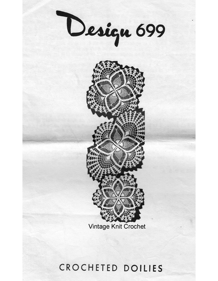 Crochet Pineapple Doilies Pattern, Round Oval, Alice Brooks 7272 Mail Order