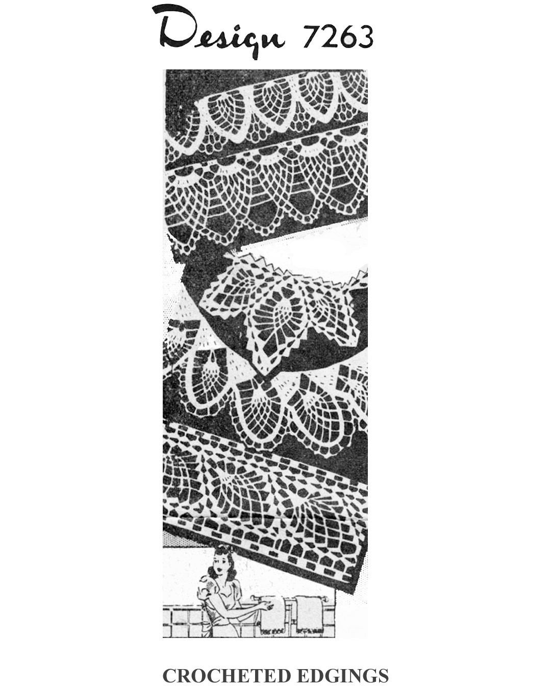 Crochet Pineapple Edgings and Corner Pattern, Alice Brooks 7263, Mail ...