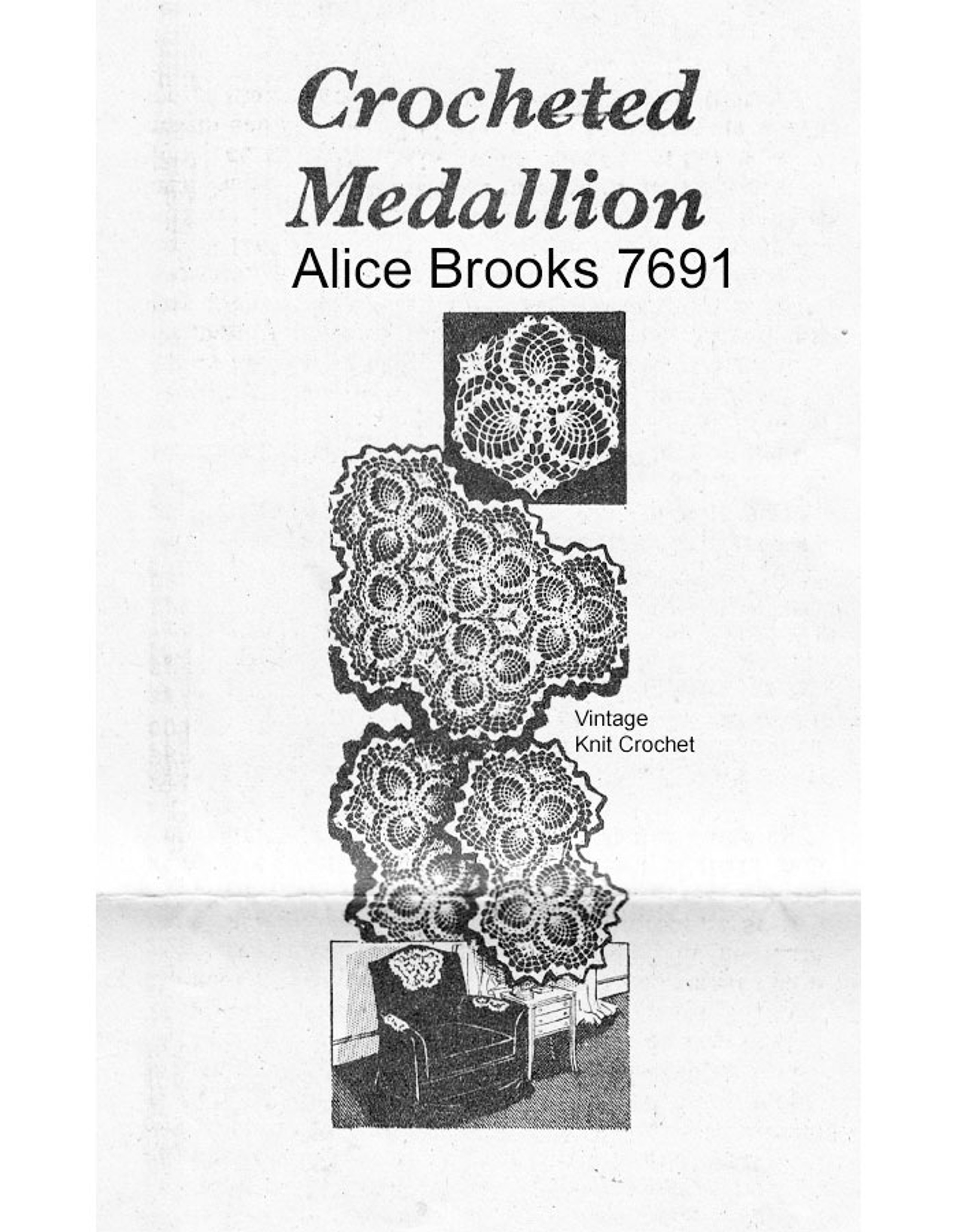 Crochet Medallion Pattern Pinwheel Tablecloth Bedspread No 3612