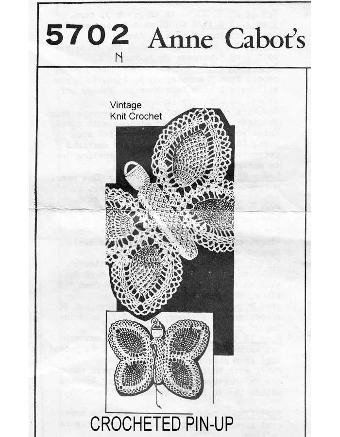 Crochet Butterfly Pincushion Pattern, Anne Cabot 5702