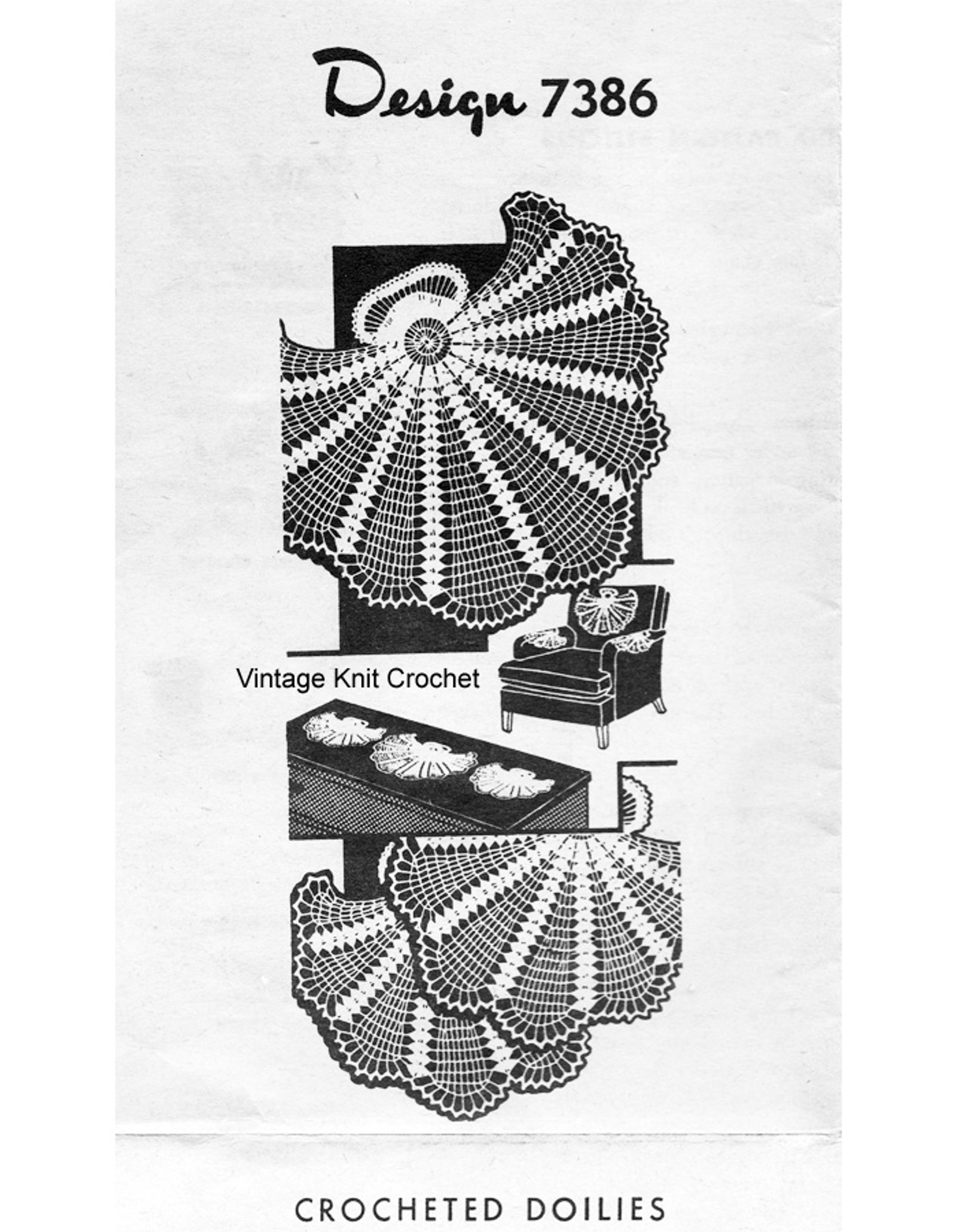 Crochet Shell Shaped Doily Pattern Large Small Alice Brooks 7386