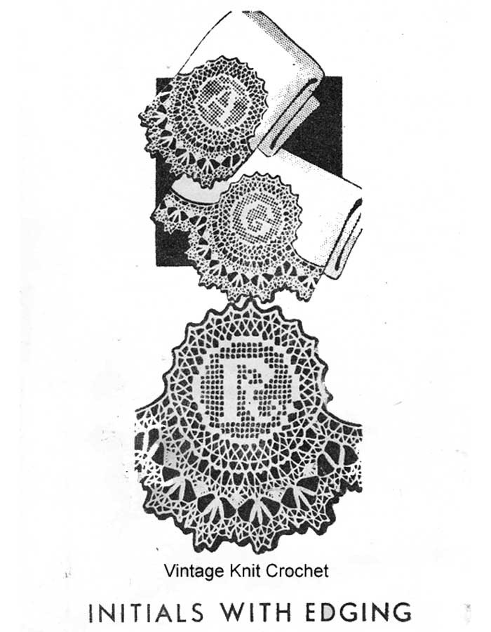 Filet Crochet Monogram, Initials with Edging Pattern, Mail Order Design ...
