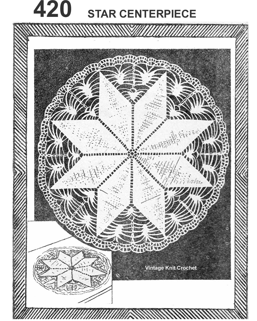 Crochet Star Centerpiece Doily Pattern, Mail Order Design 420