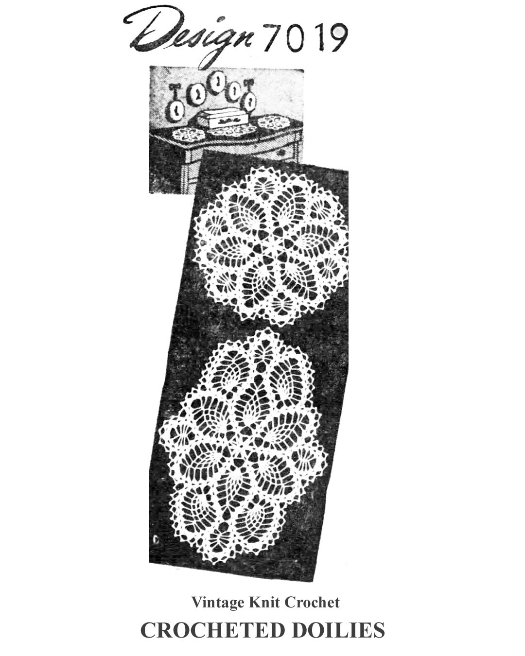 Oval Crochet Pineapple Doilies Pattern Alice Brooks 7414 Mail Order Design