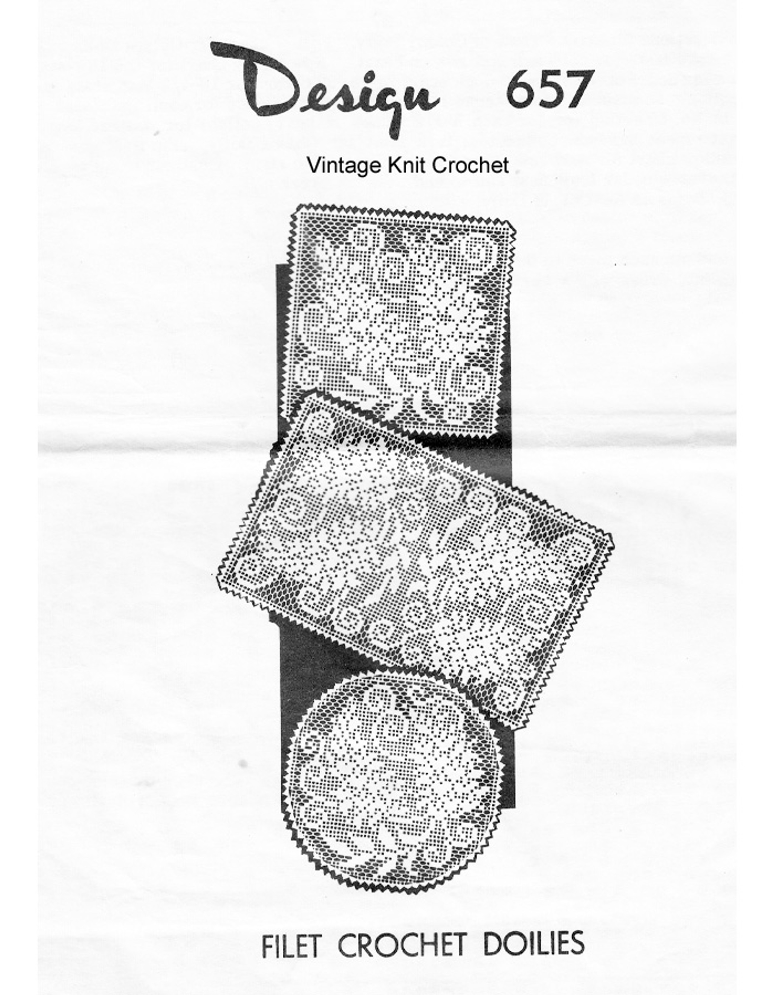 Filet Crochet Wisteria Doilies Round Oval Square Mail Order Design 657